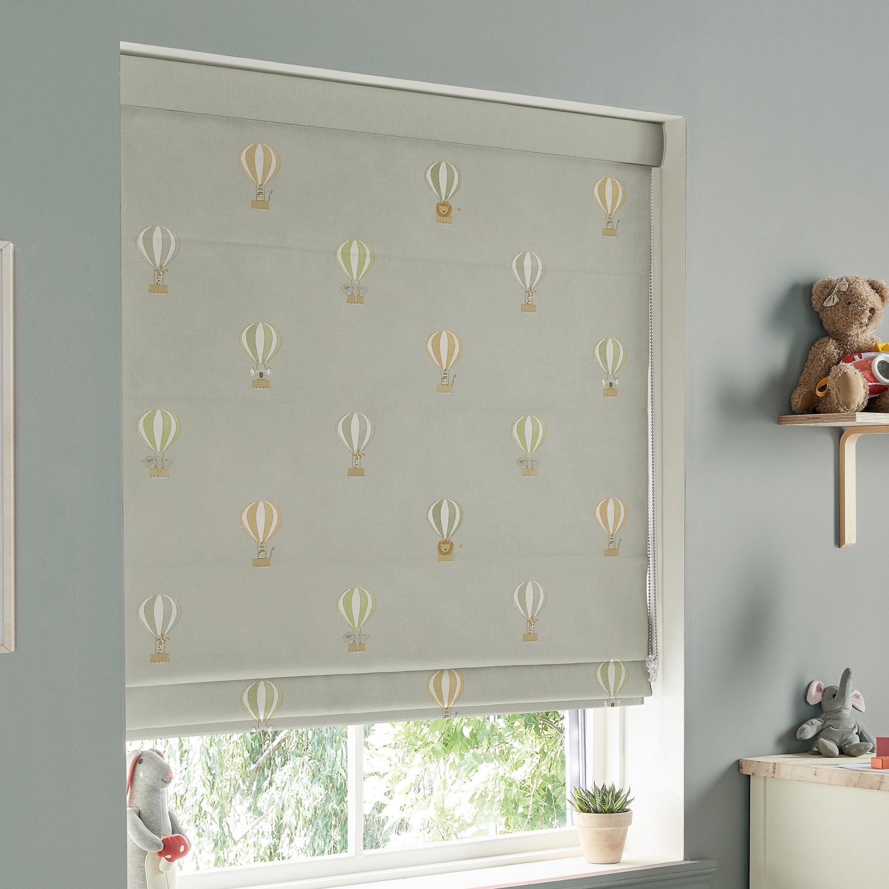 Sophie Allport Bears & Balloons Mint Grey Roman Blind