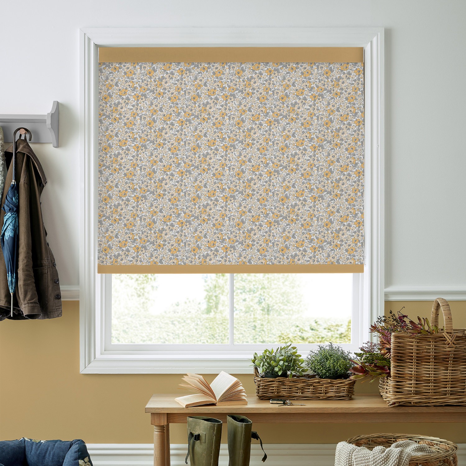 Laura Ashley Libby Floral Buttercup Dimout Roller Blind | Dotcomblinds