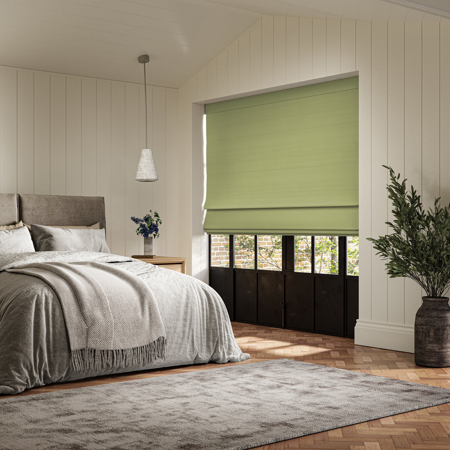 Cassandra Grass Velvet Roman Blind | Made to Measure Blinds | Dotcomblinds