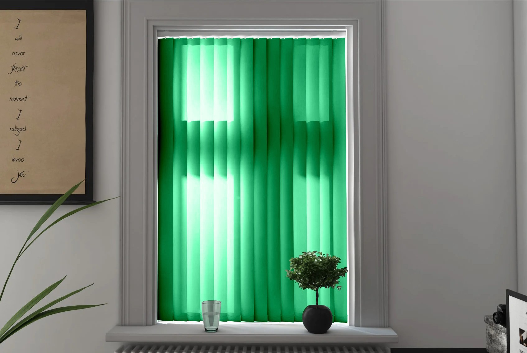 Verona Pine Green Dimout Cordless Vertical Blind | Dotcomblinds